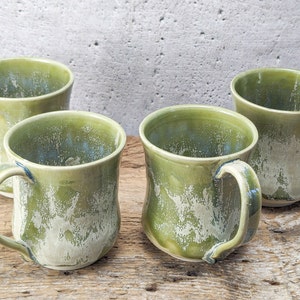 Green Pottery Coffee Mug Set (4) - Etsy