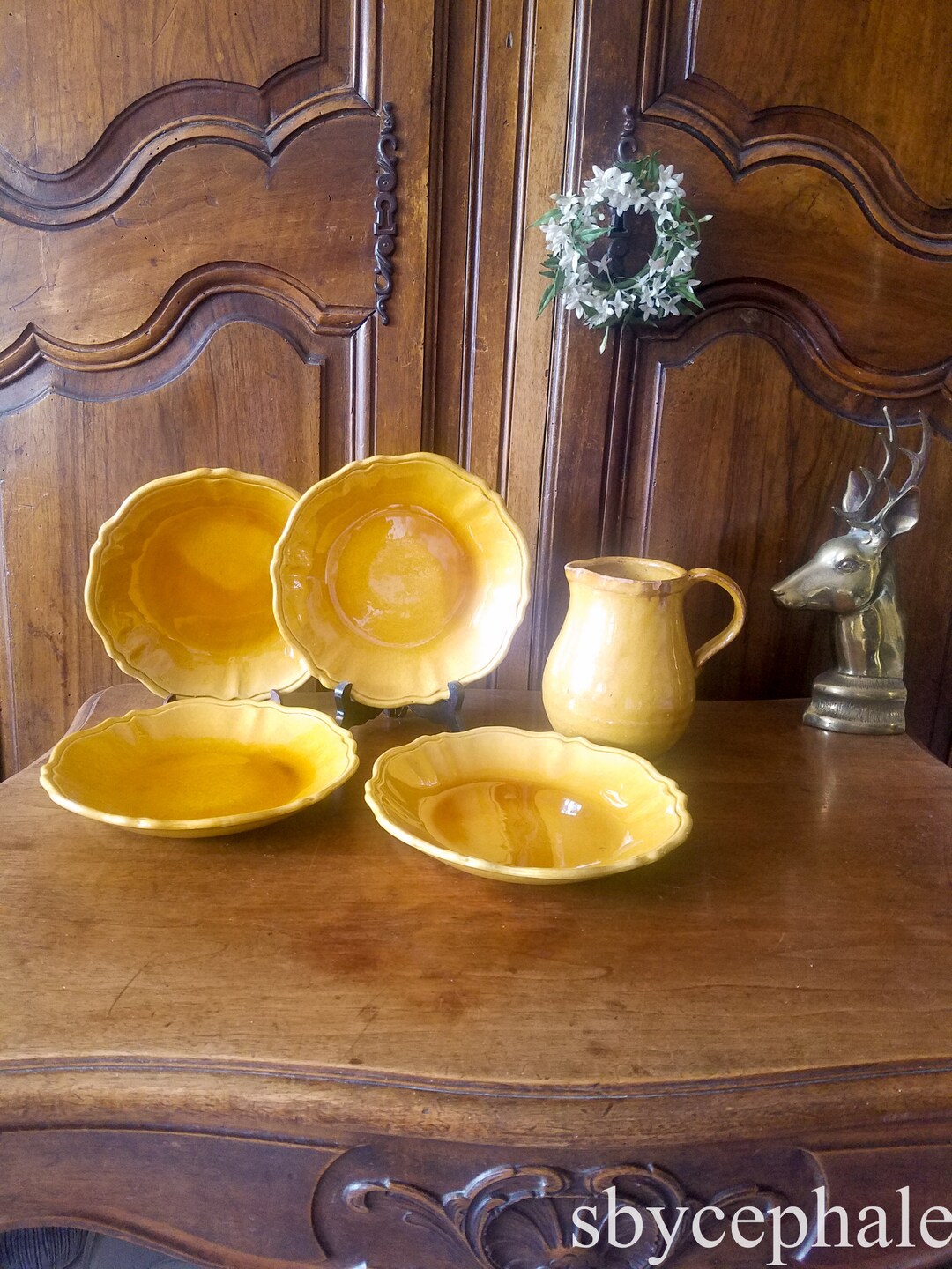Set of 4 French Provence Vintage Plates Yellow Glaze Vintage Original ...