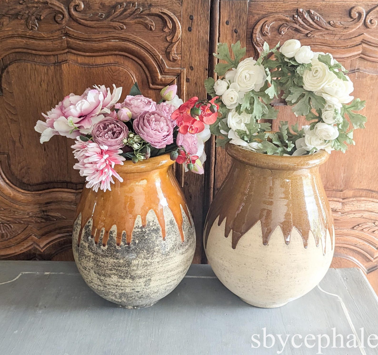 BIOT Jarre Garden Pot Vintage French Provence Brown Glaze Pot Signed ...