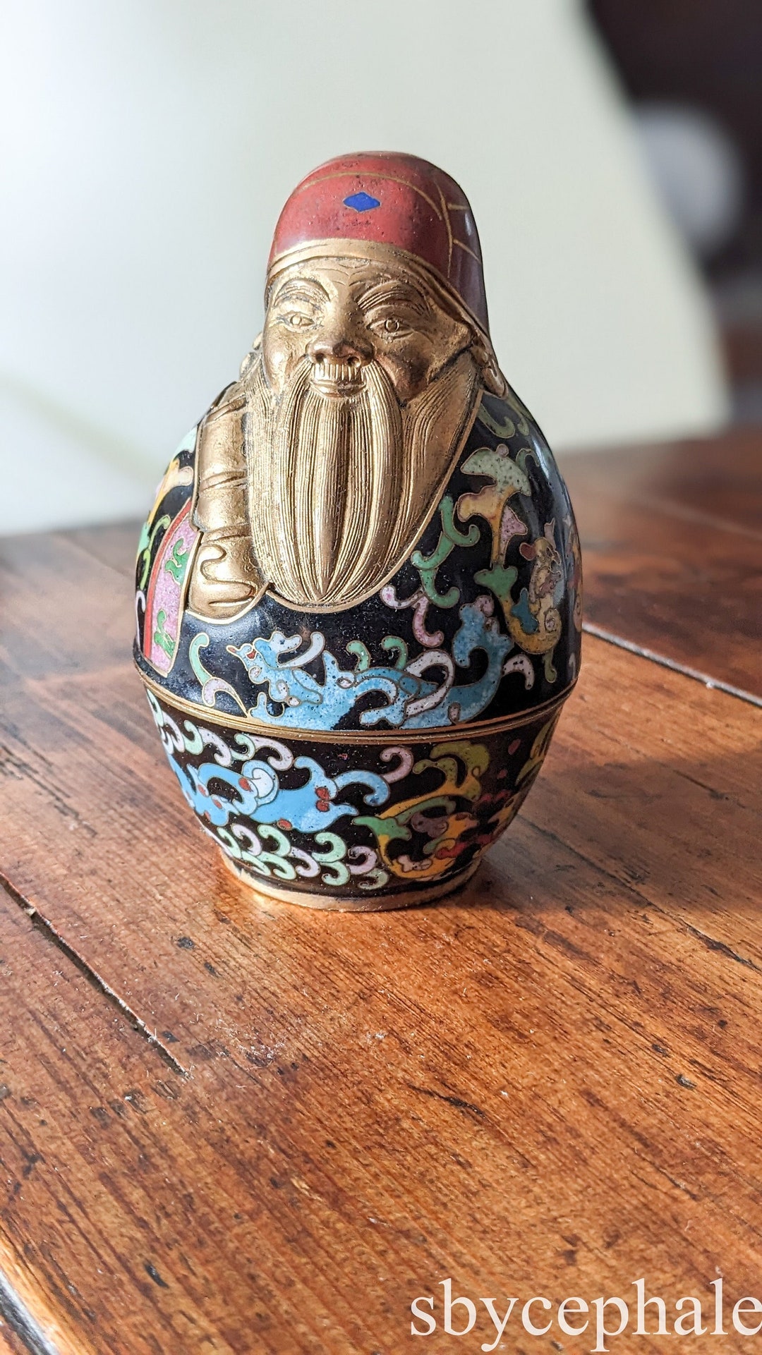 Cloisonné Anthropomorphic Box Representing One of the Eight Immortals ...