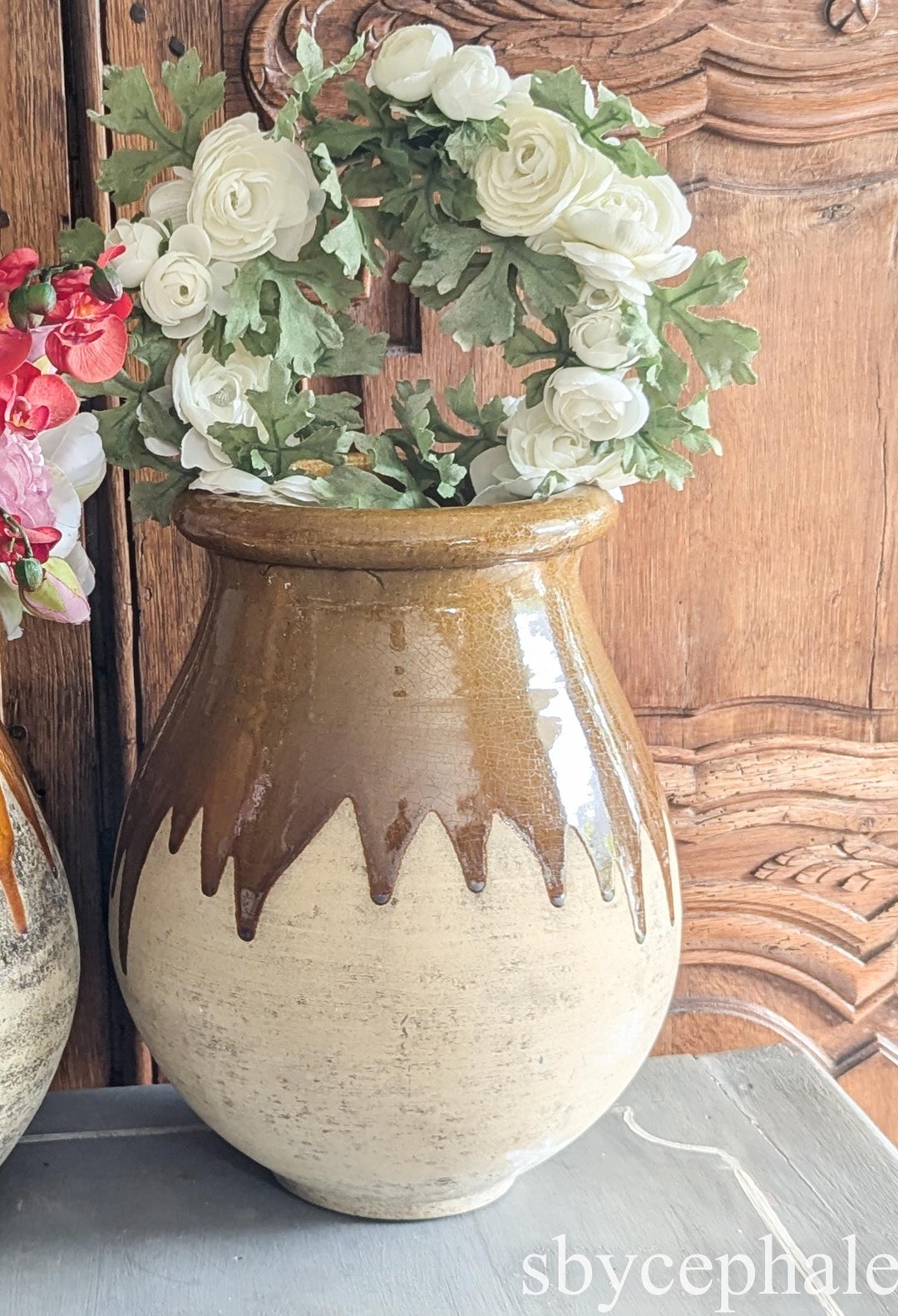 BIOT Jarre Garden Pot Vintage French Provence Brown Glaze Pot Signed ...