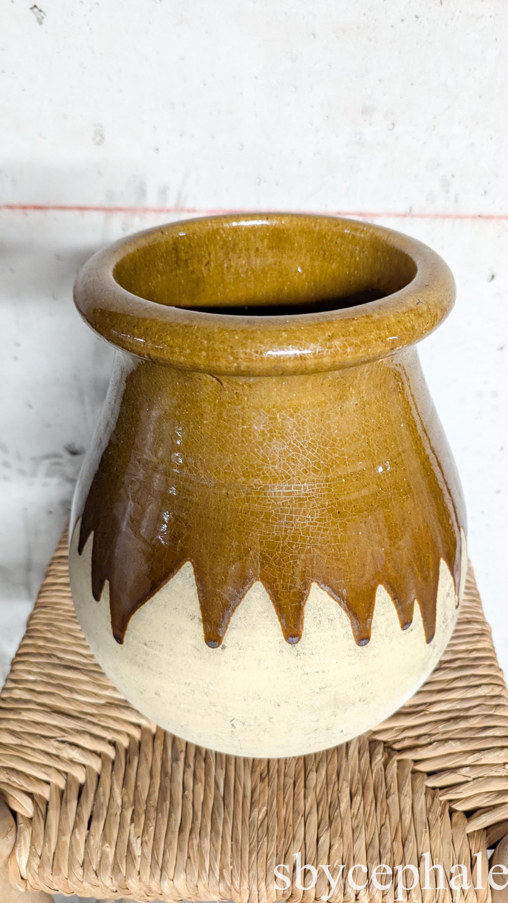 BIOT Jarre Garden Pot Vintage French Provence Brown Glaze Pot Signed ...