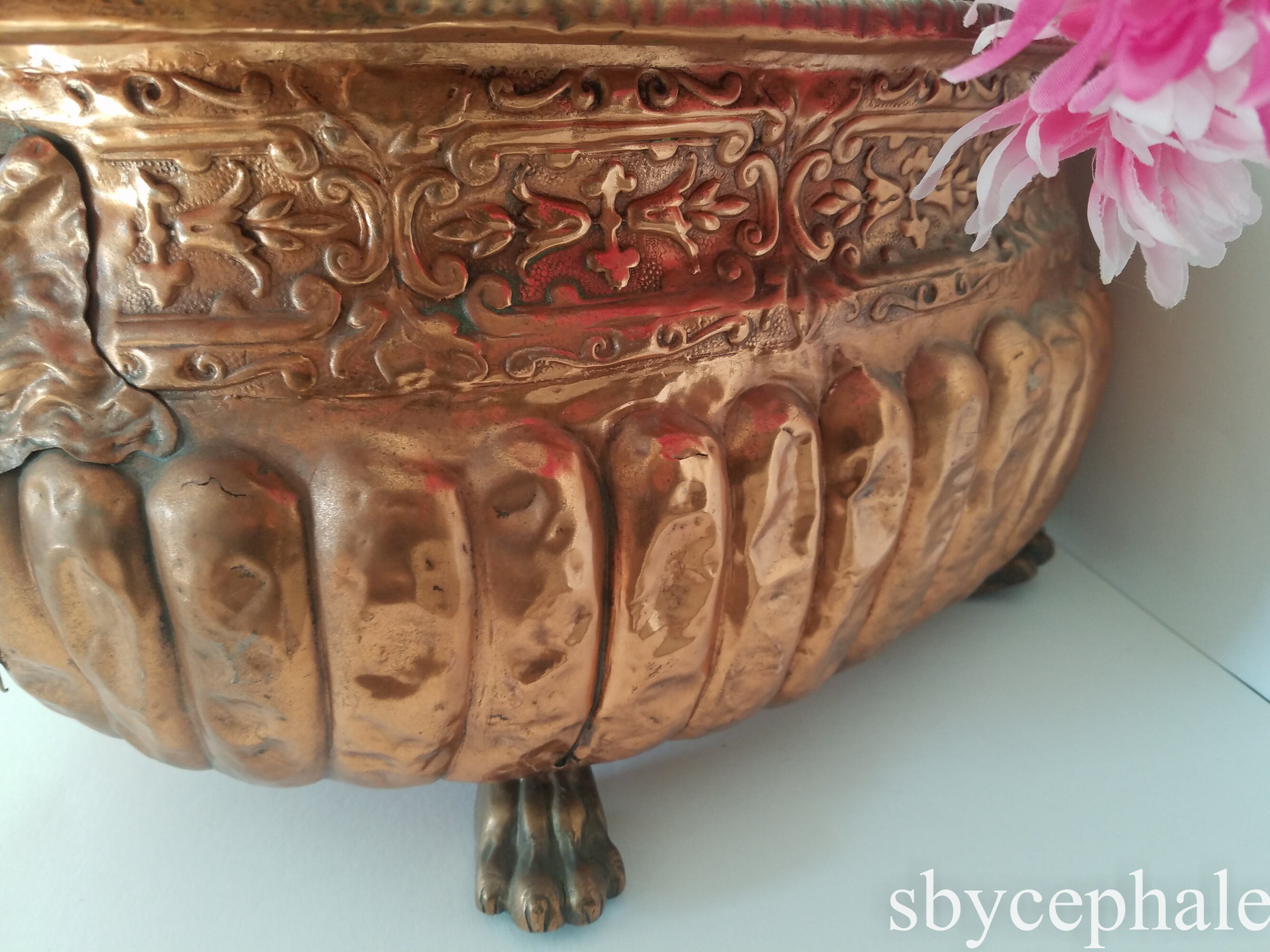 French Antique Satyr Head Copper Jardiniere or Planter , 19th Century ...