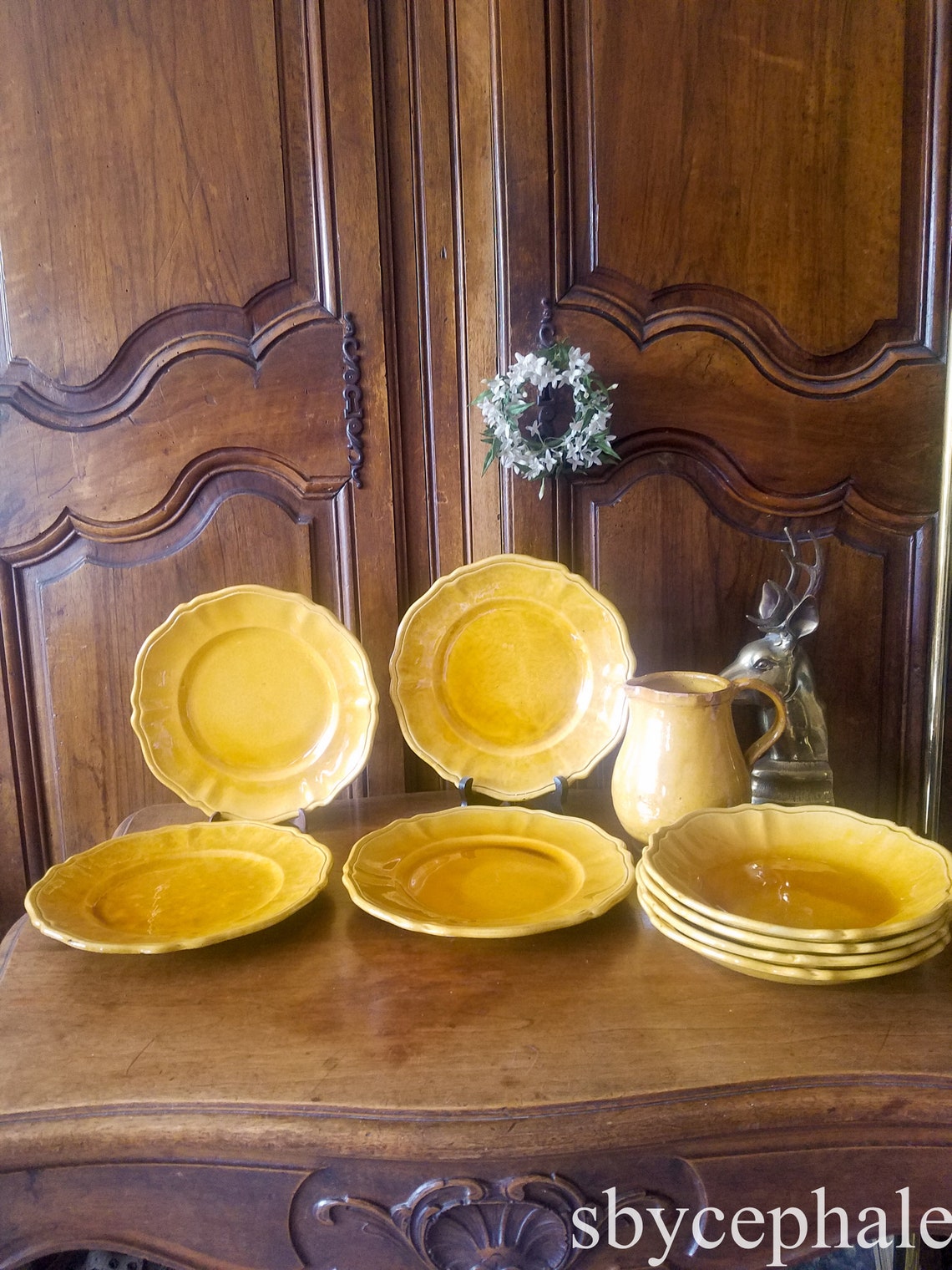 Set of 4 French Provence Vintage Plates Yellow Glaze Vintage | Etsy