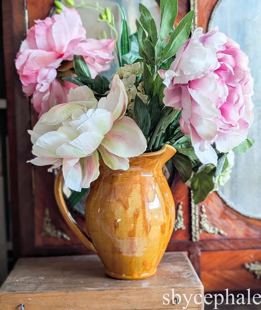 Vintage French Provence Yellow & Green Glaze Jug or Pot Mid 20th ...