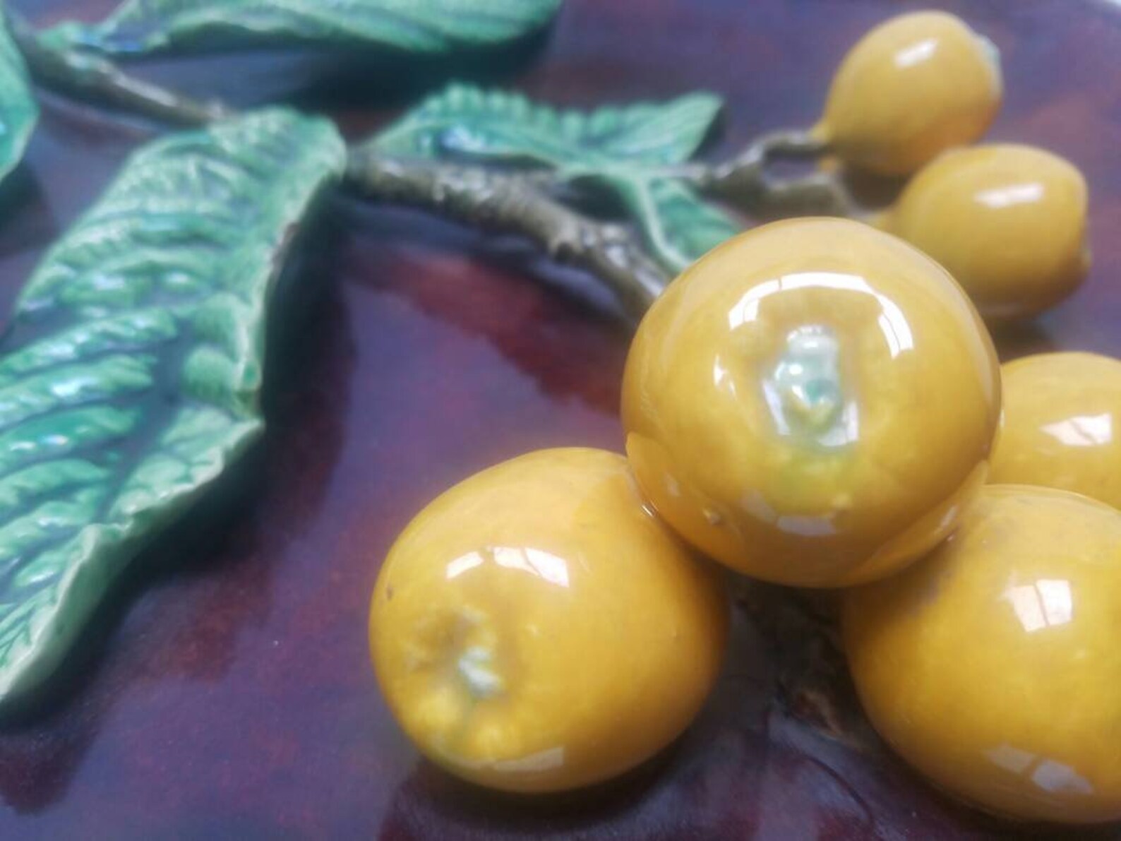 Large Antique Portuguese Palissy Ware Platter Plate Medlars Fruits ...