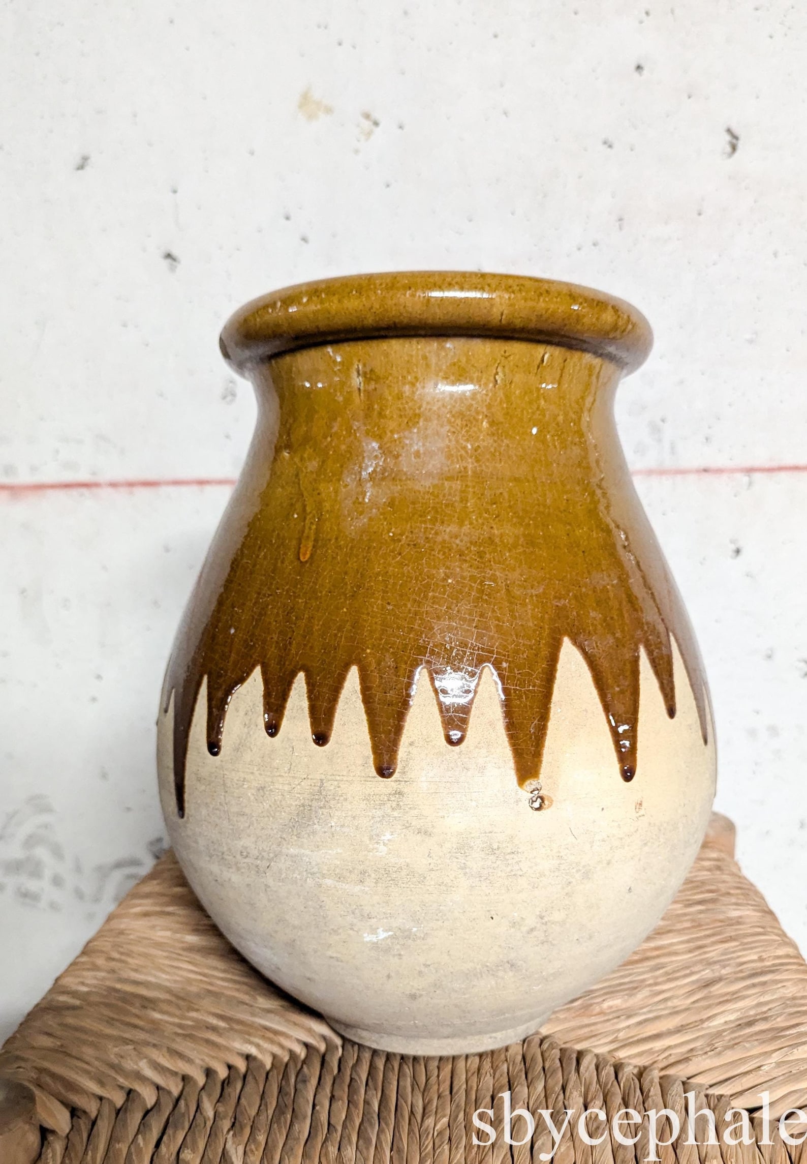 BIOT Jarre Garden Pot Vintage French Provence Brown Glaze Pot Signed ...
