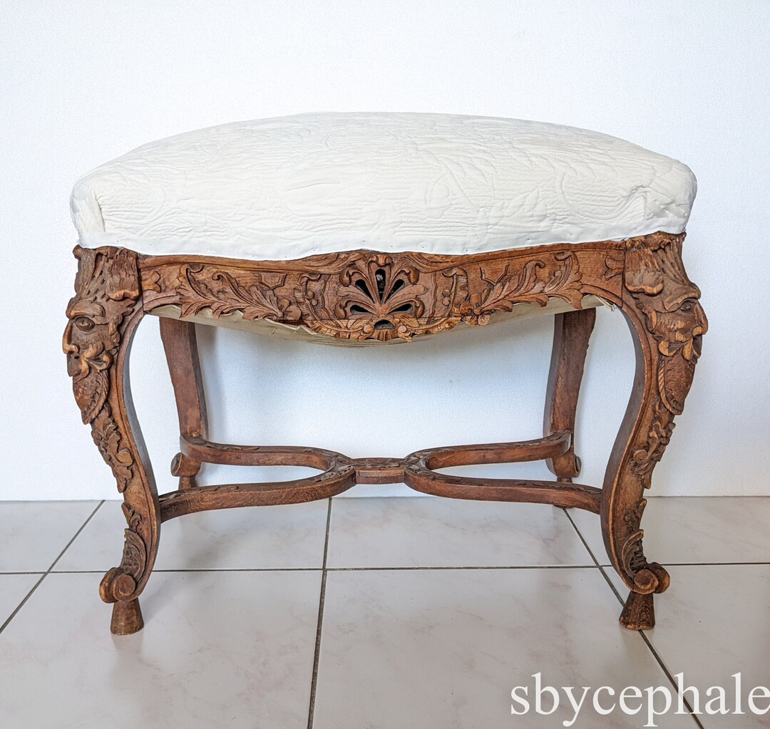 French Antique Renaissance Style Stool 19th Century, Beautifully Carved ...