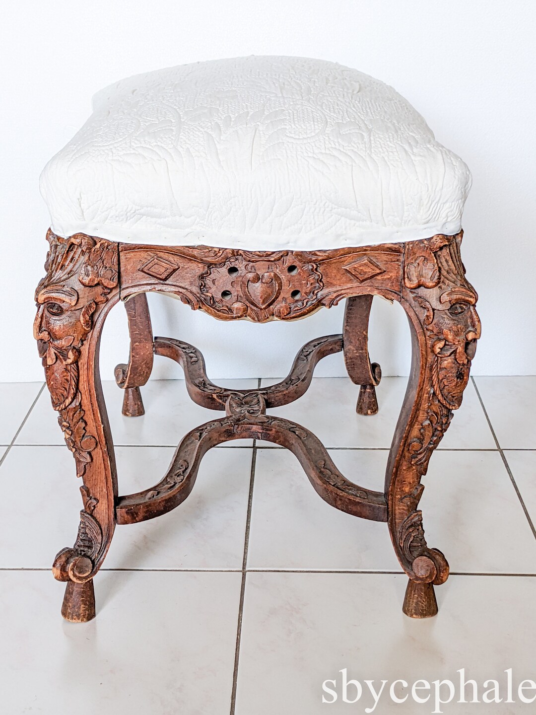 French Antique Renaissance Style Stool 19th Century, Beautifully Carved ...