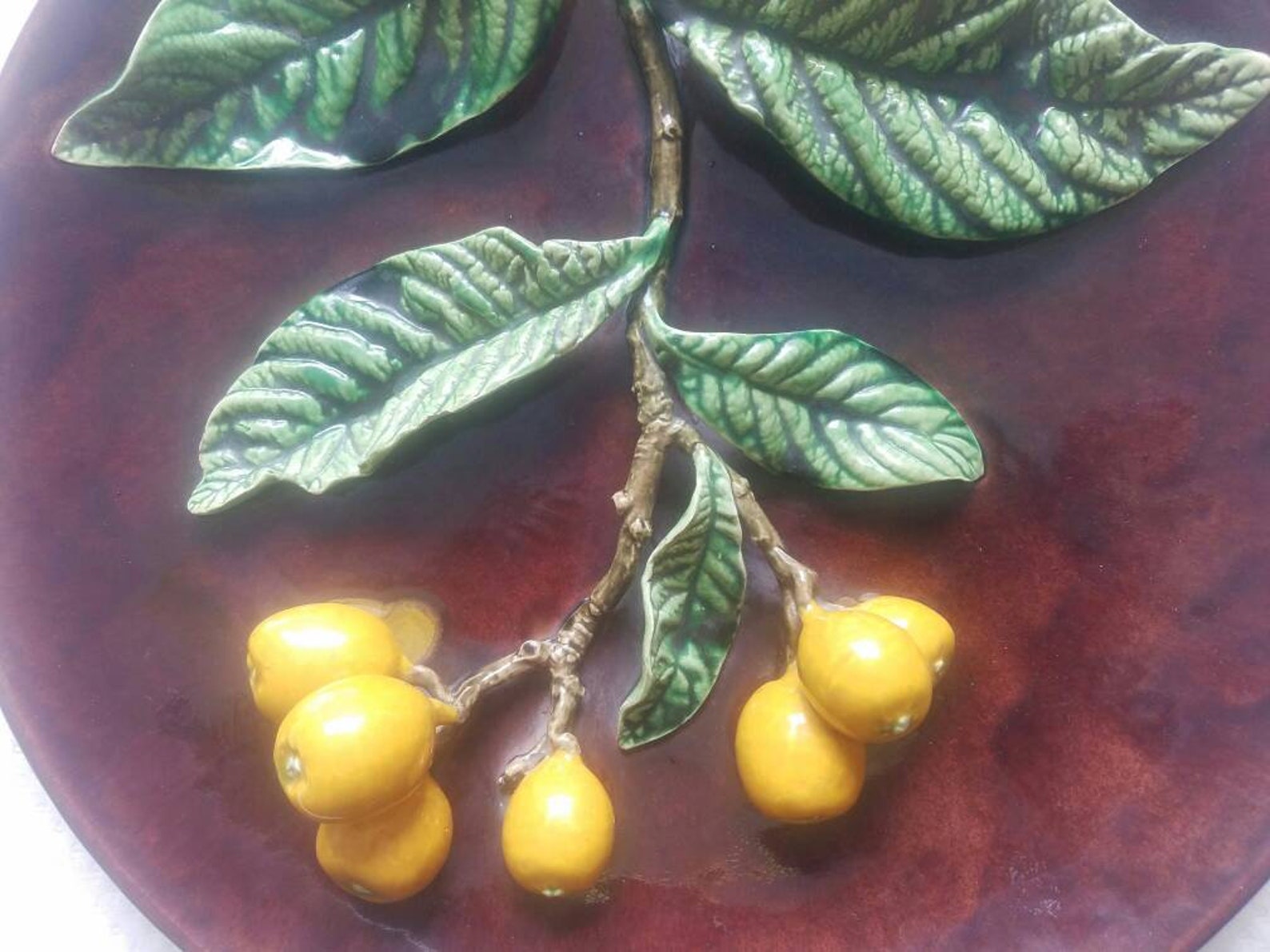 Large Antique Portuguese Palissy Ware Platter Plate Medlars Fruits ...