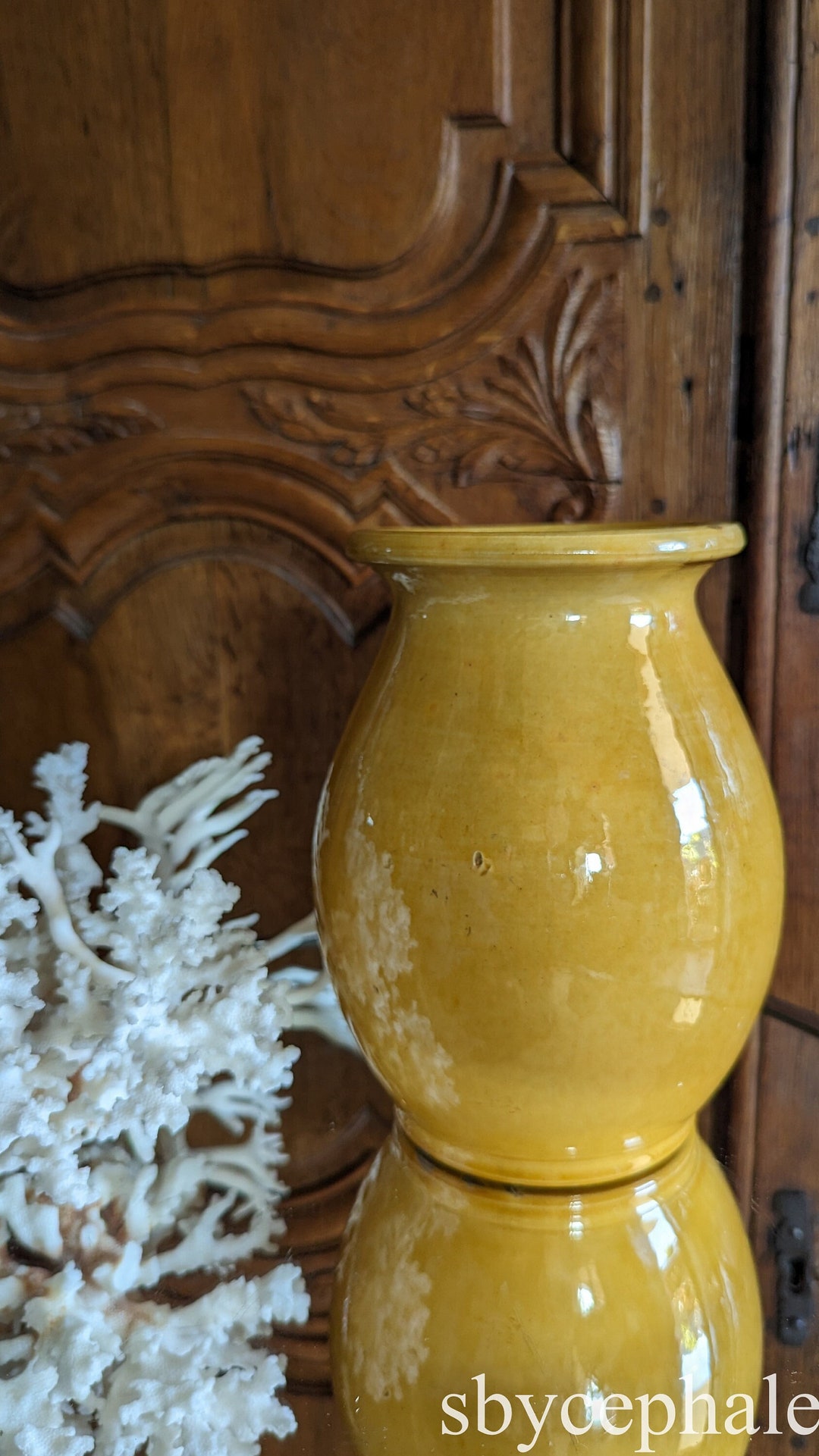 Vintage French Provence Yellow Glaze Pot Signed Aegitna Vallauris Mid ...