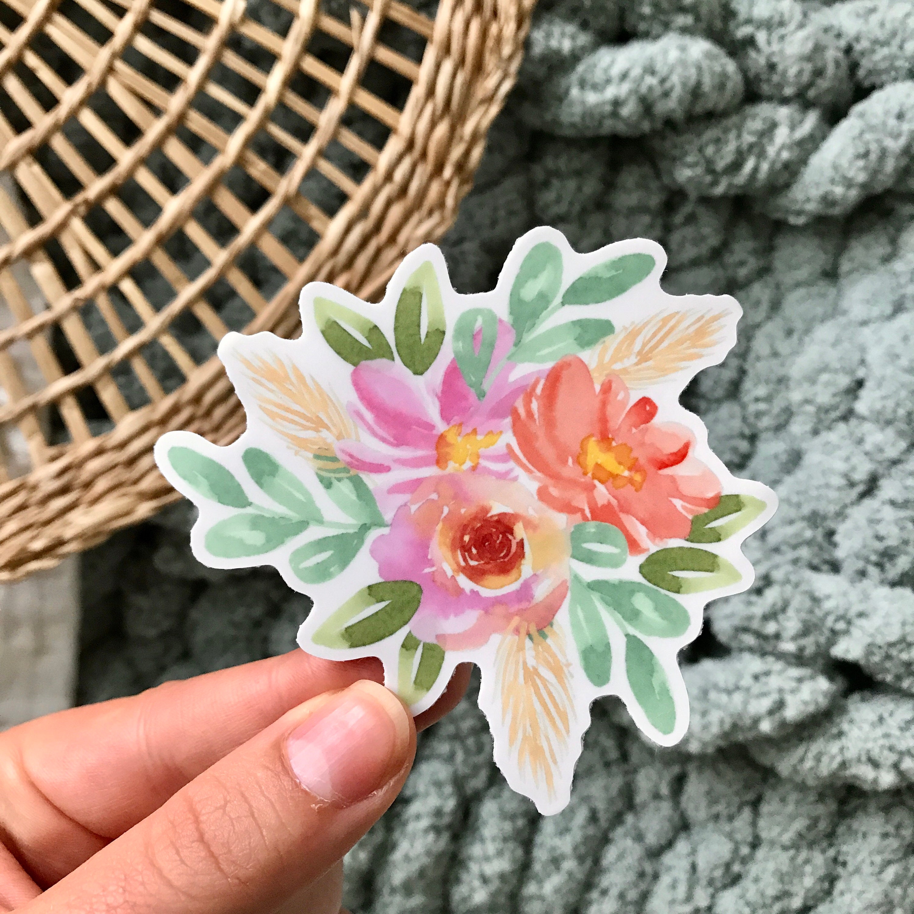 Watercolor Florals Sticker | Sticker | Handmade | College Gift | Laptop ...