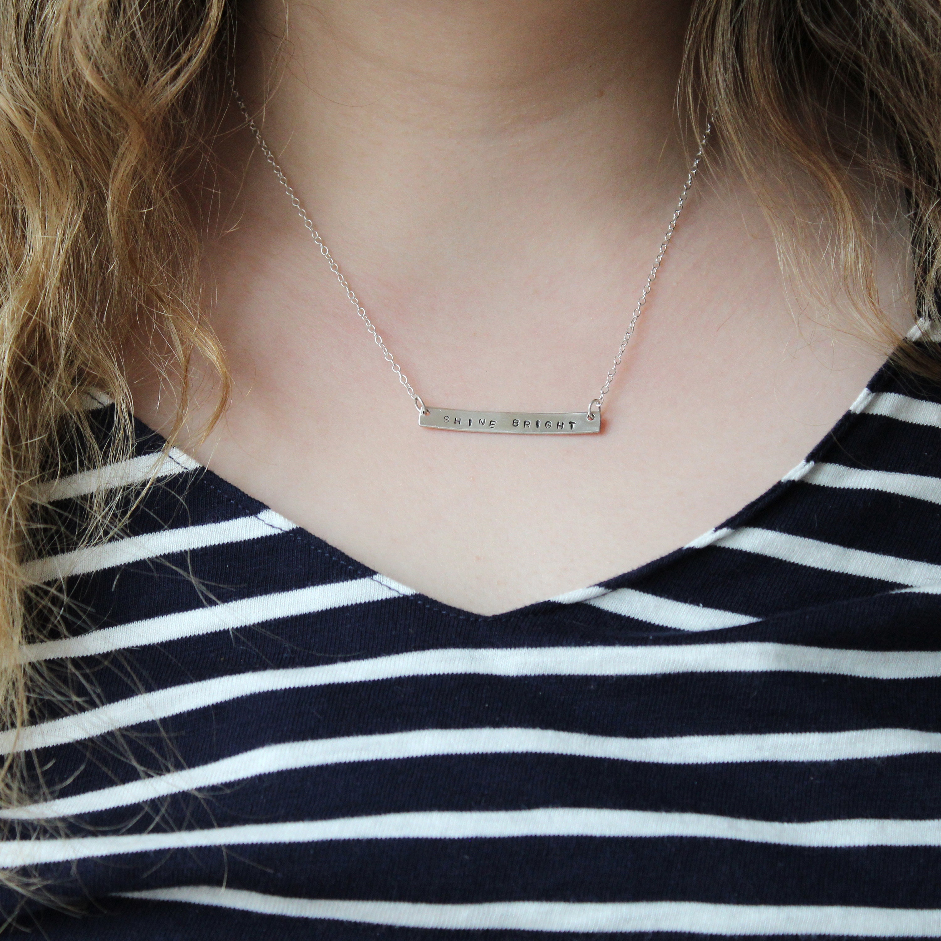 Custom Bar Necklace Silver Bar Necklace Personalised | Etsy