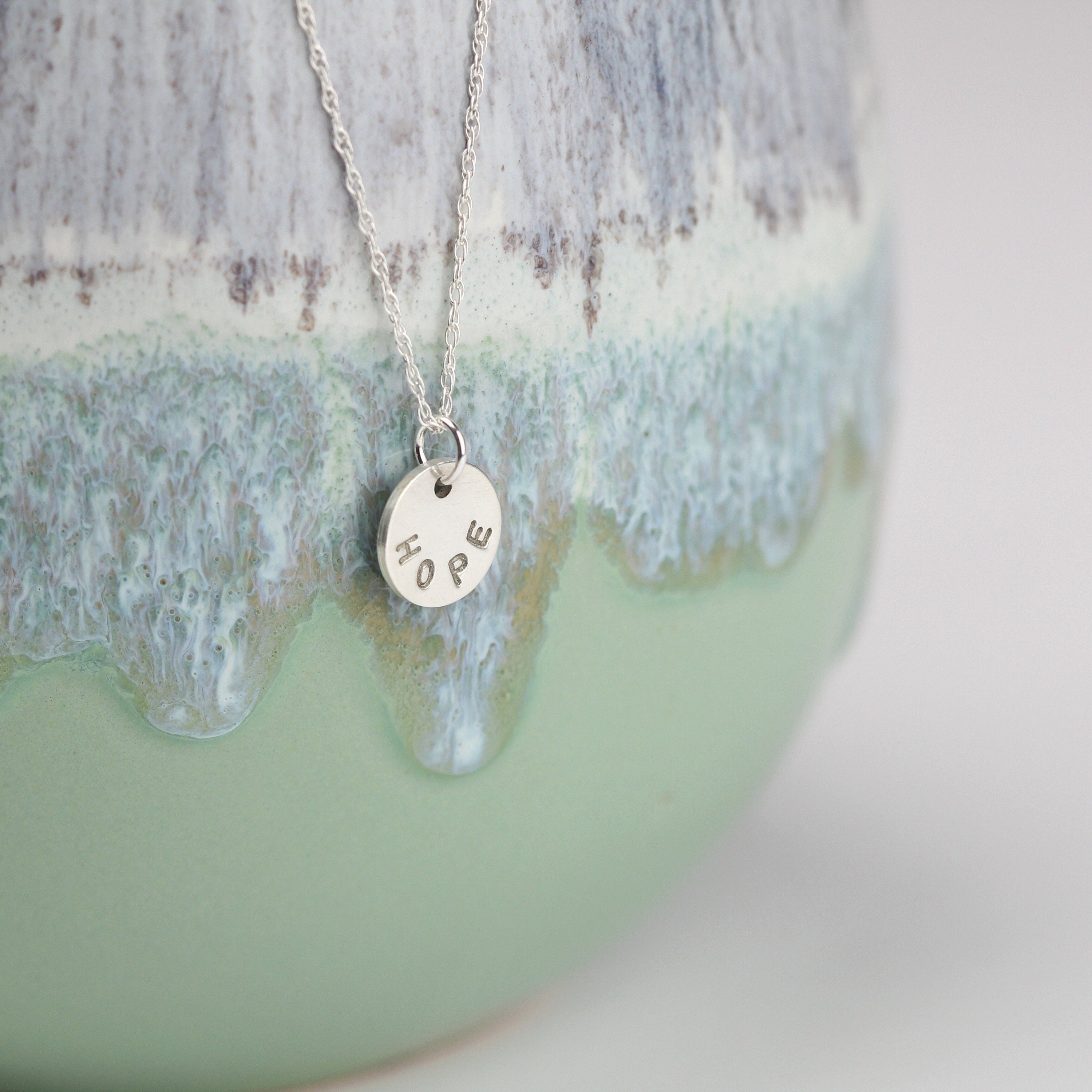 Sterling Silver HOPE Charm Necklace | Etsy