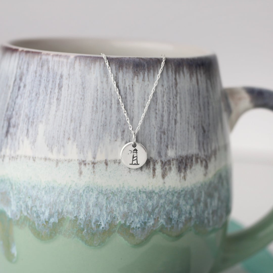 Lighthouse Necklace, Sterling Silver Lighthouse Charm Necklace ...