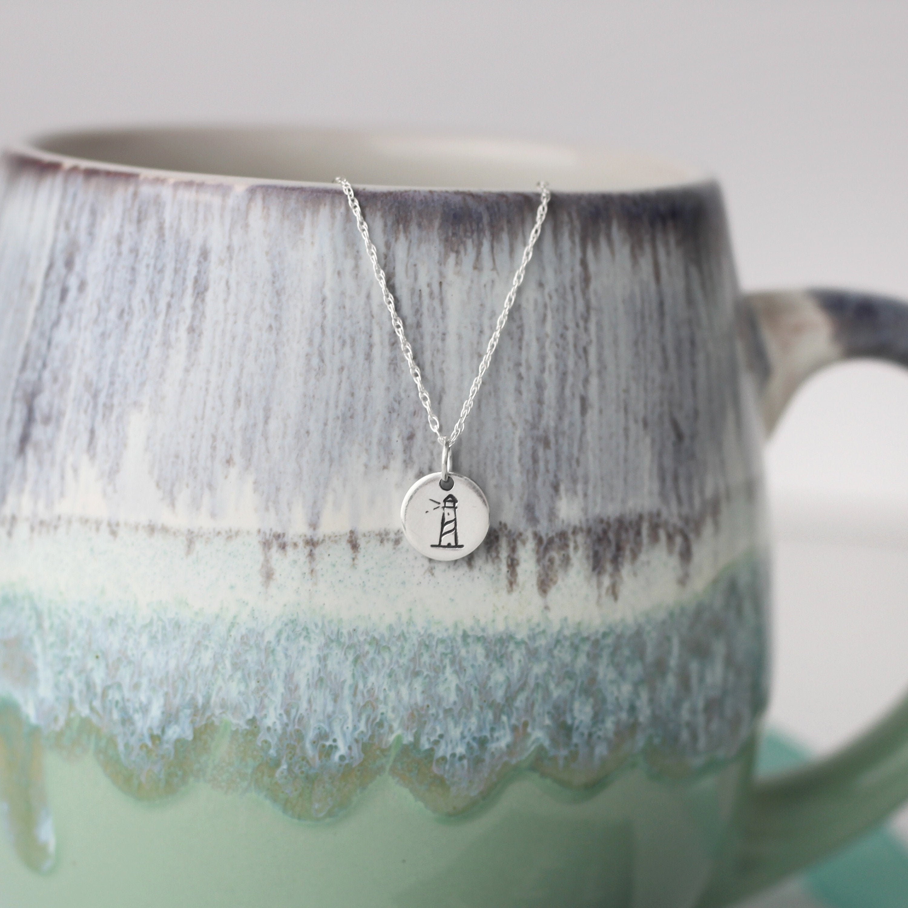 Lighthouse Necklace Sterling Silver Lighthouse Charm | Etsy
