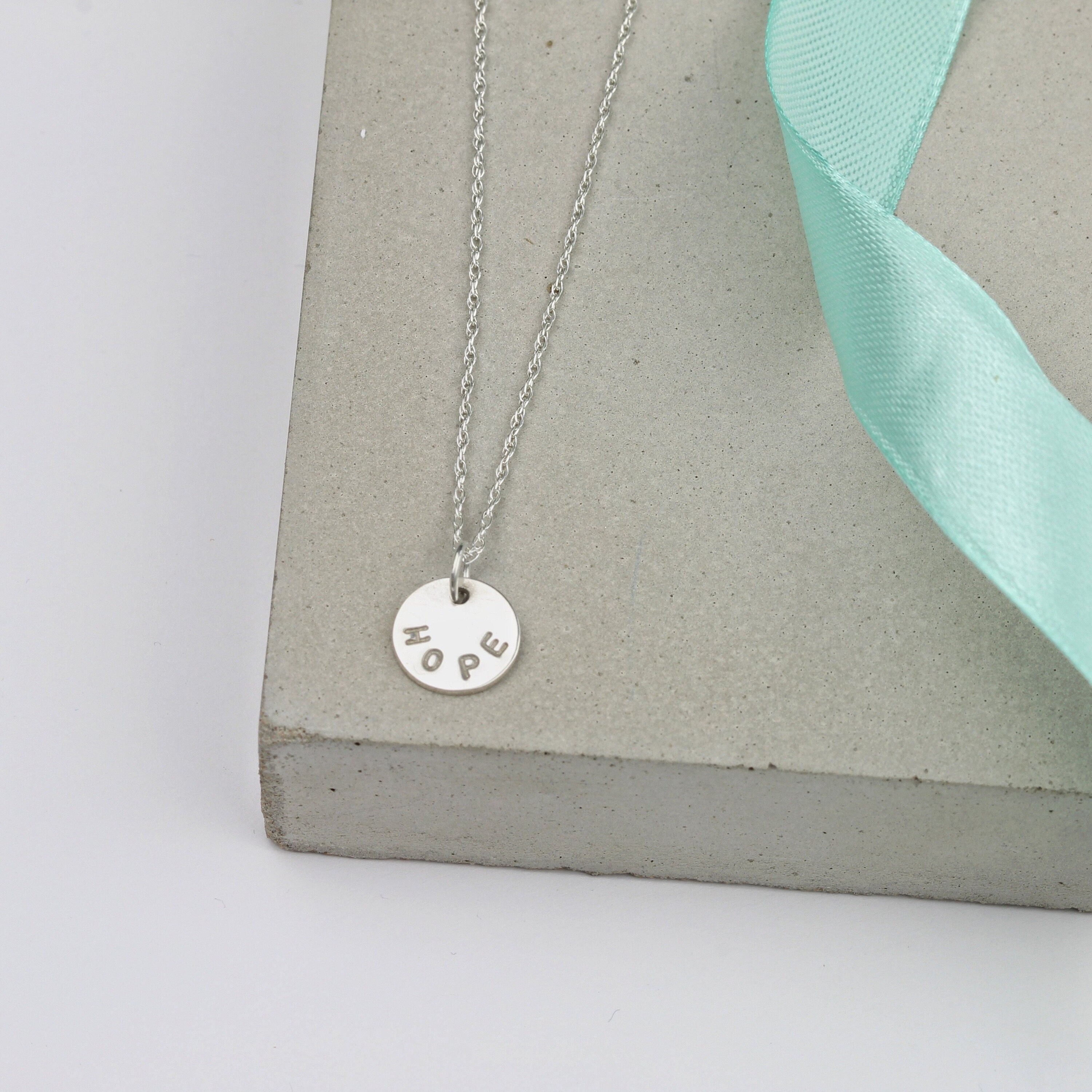 Sterling Silver HOPE Charm Necklace - Etsy