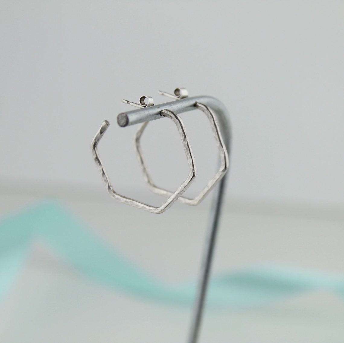 Hexagon Hoops Hexagon Hoop Earrings Stud Hoops Geometric | Etsy