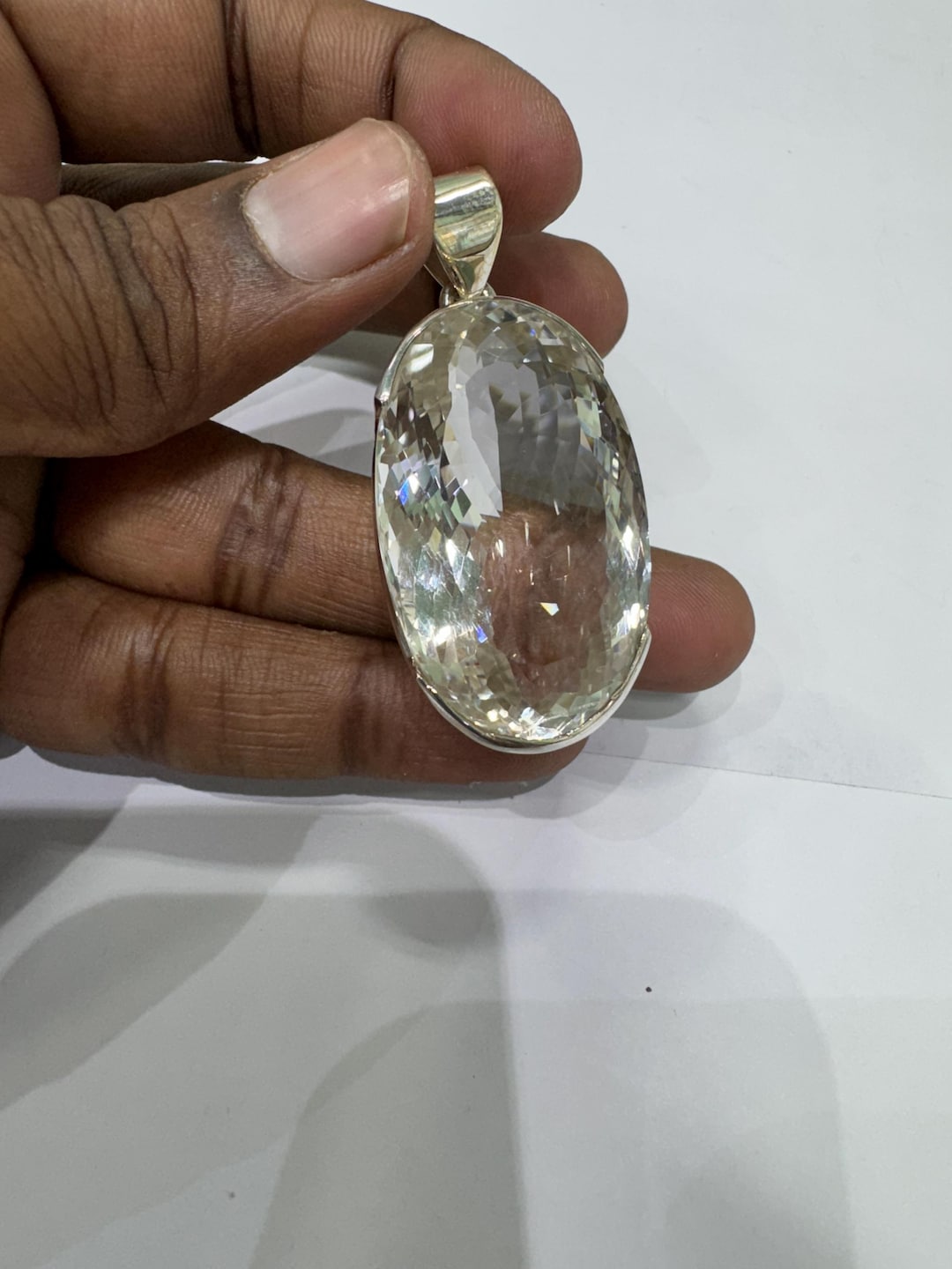 Oval Shape Big Size Crystal Pandent 925 Sterling Silver Pandent Best ...