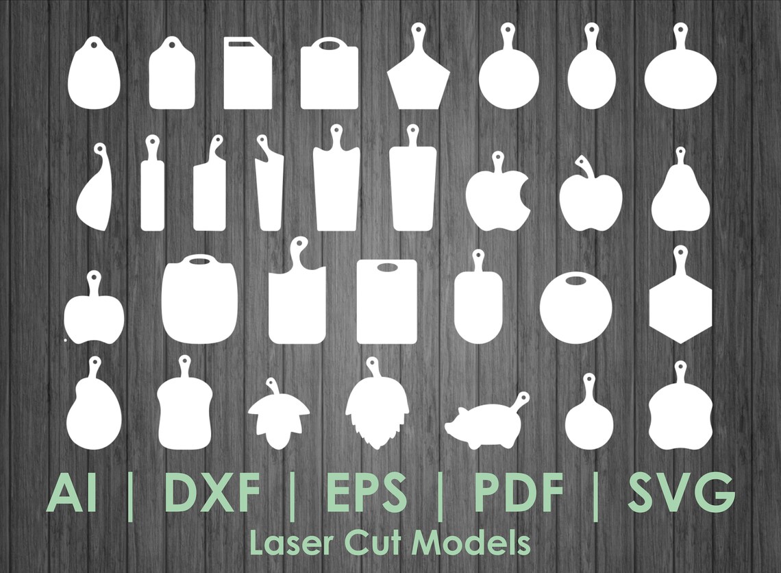 Cutting Boards Dxf, Cutting Board Svg, Cutting Board Set, Dishes Board ...