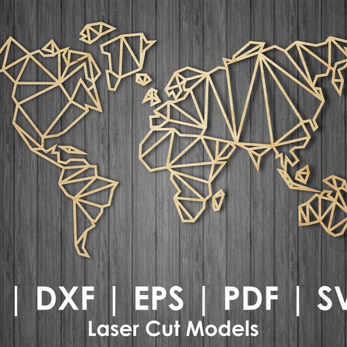 Laser Cut World Map Layout Geometric World Map World Map - Etsy