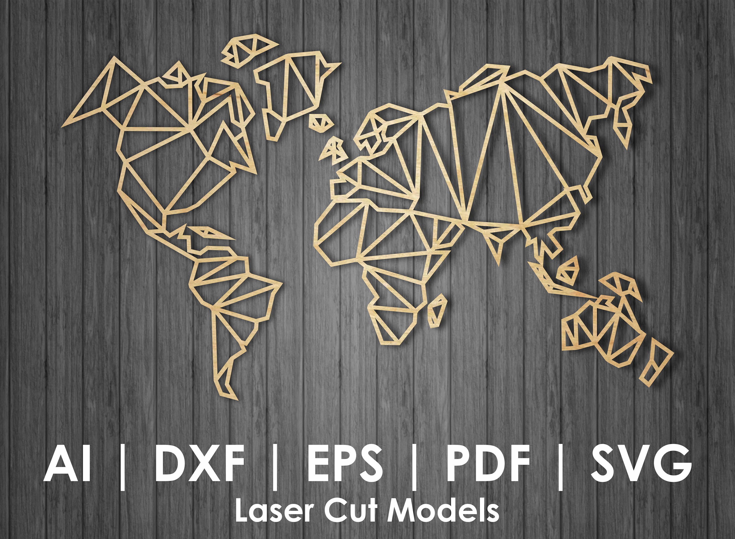 Geometric World Map, Templates World Map, Layout World Map for Laser ...