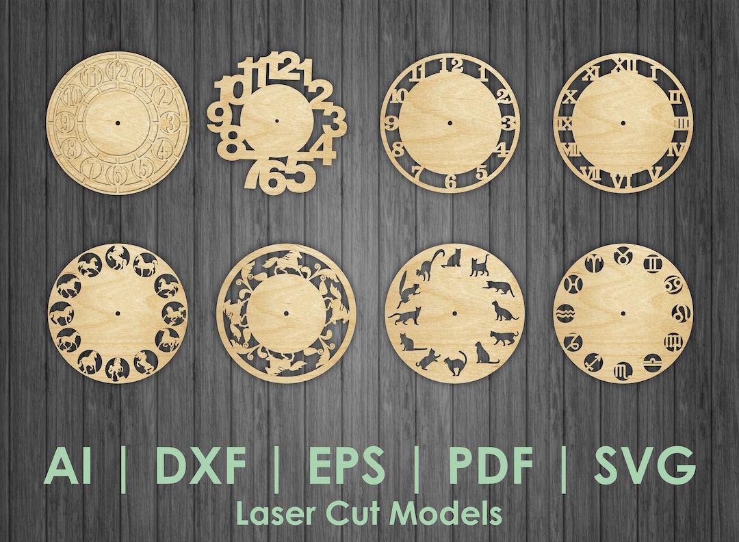 Clock Svg, Wall Clock Vector, Wooden Wall Clock Dxf, Clock Laser Cut ...