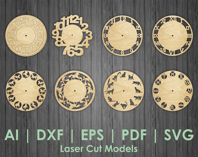 Clock Svg, Wall Clock Vector, Wooden Wall Clock Dxf, Clock Laser Cut ...