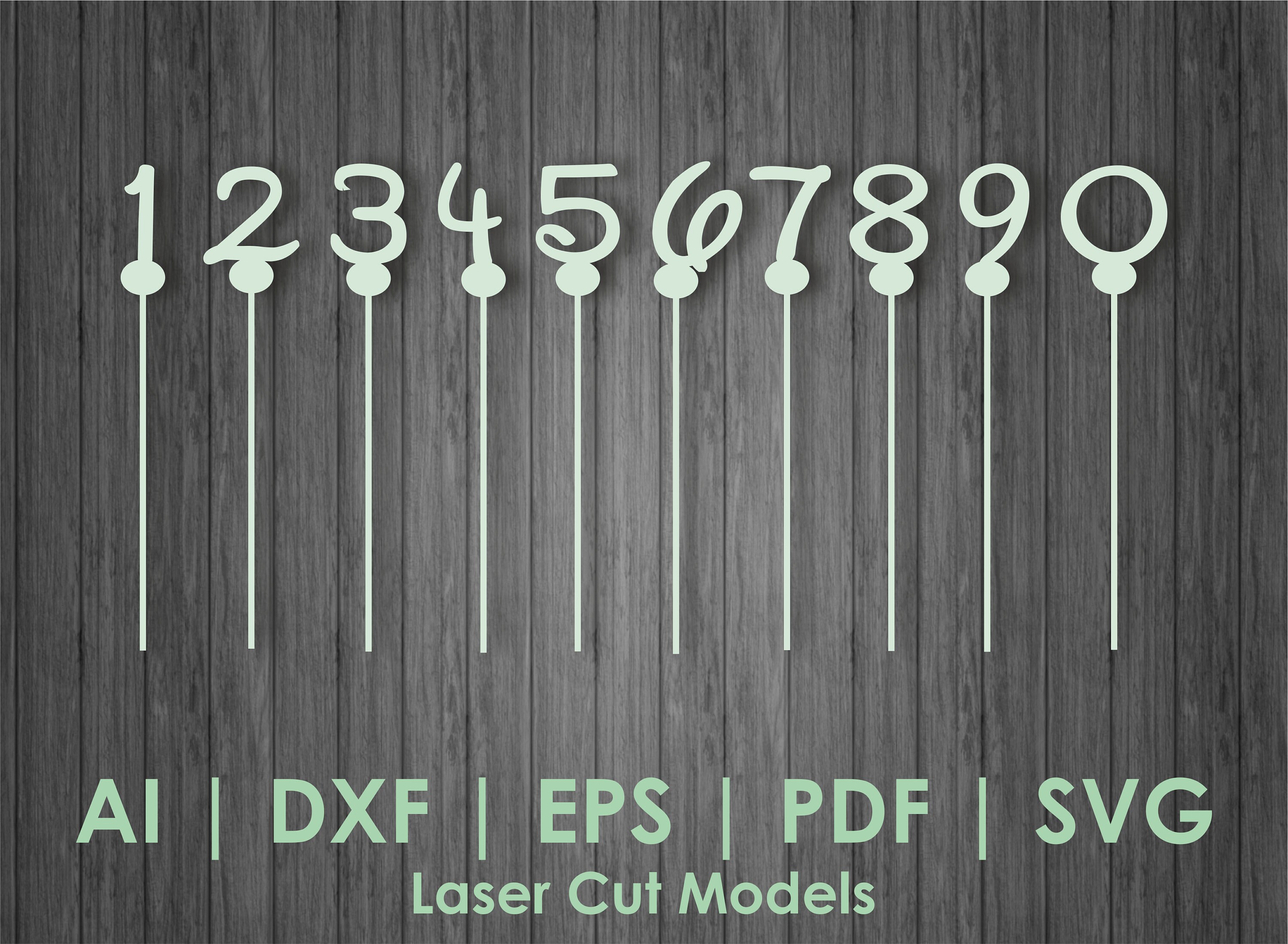 Numbers in a Cake CDR, Cake Decor SVG, Cake Topper EPS, Party Decor ...
