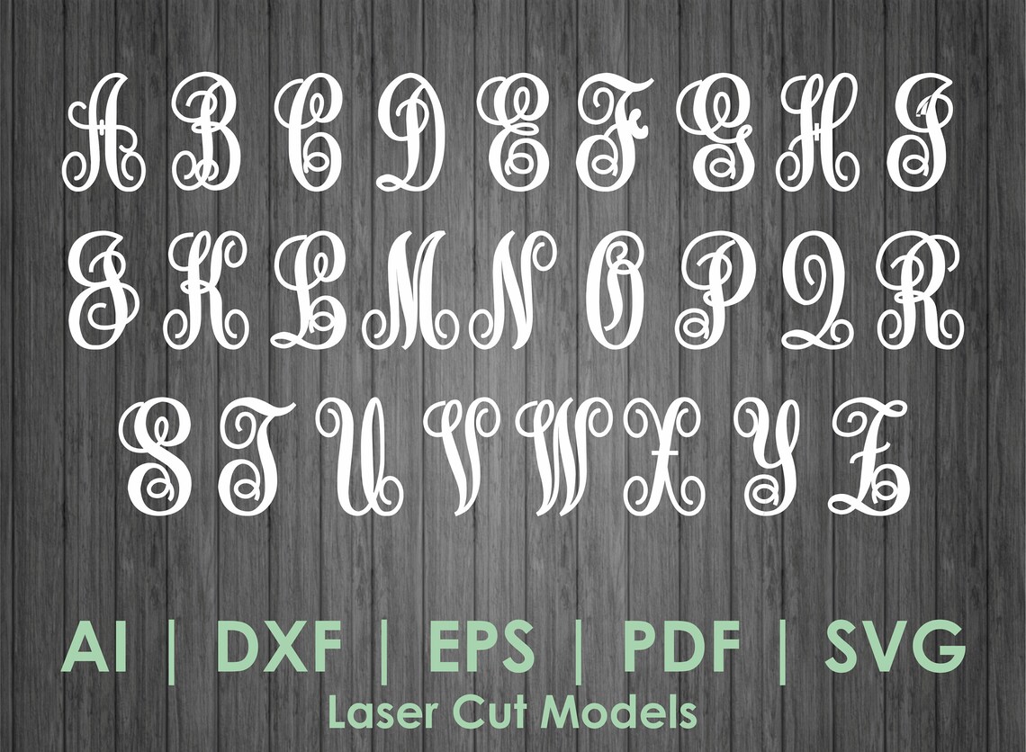 Monogram Font Svg Monogram Alphabet Svg Vine Monogram Font | Etsy
