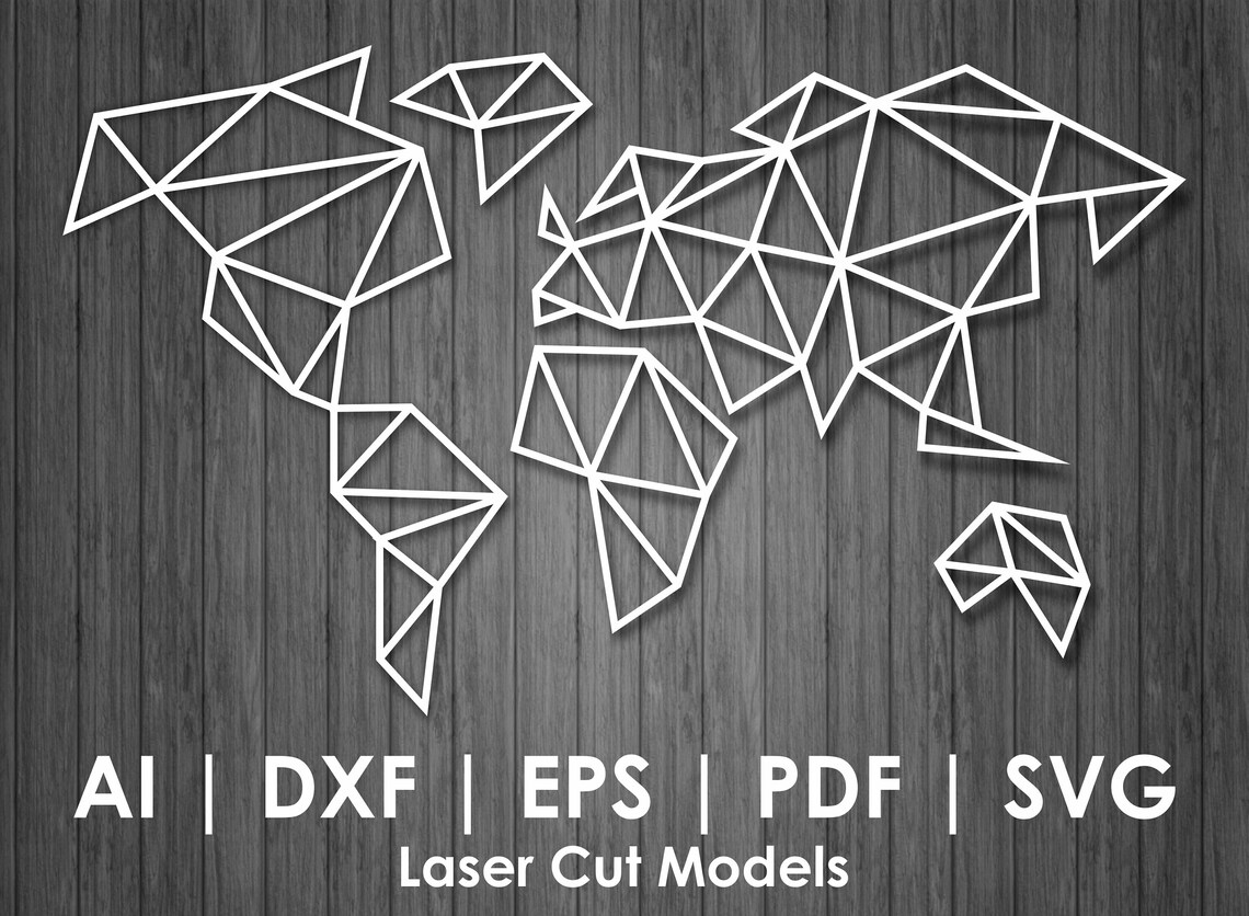 Laser Cut World Map, Layout Geometric World Map, World Map Wall Decor ...