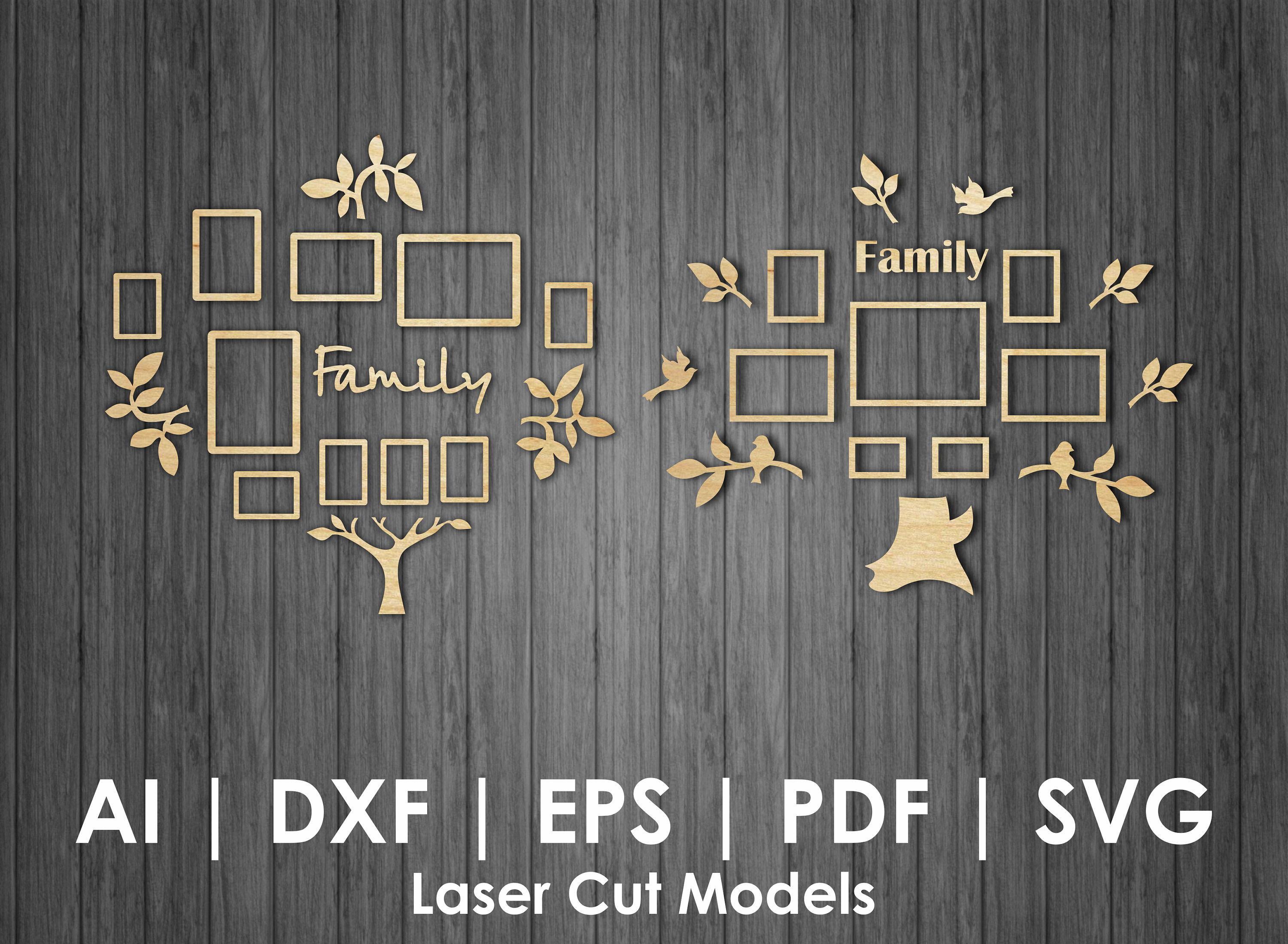 Photo Frames Family EPS, Family Tree Photo Frames SVG, Tree Photo ...
