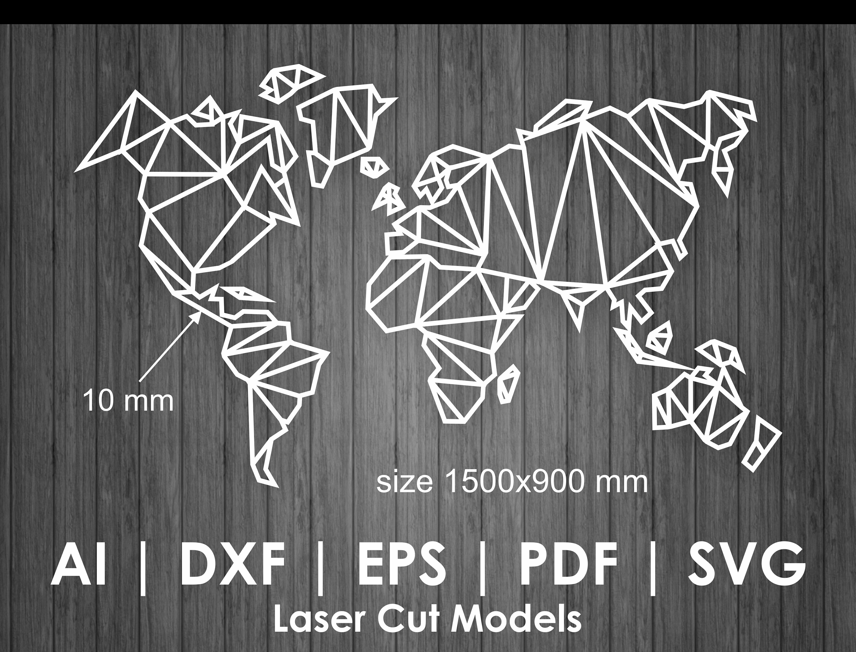 Geometric World Map, Templates World Map, Layout World Map for Laser ...