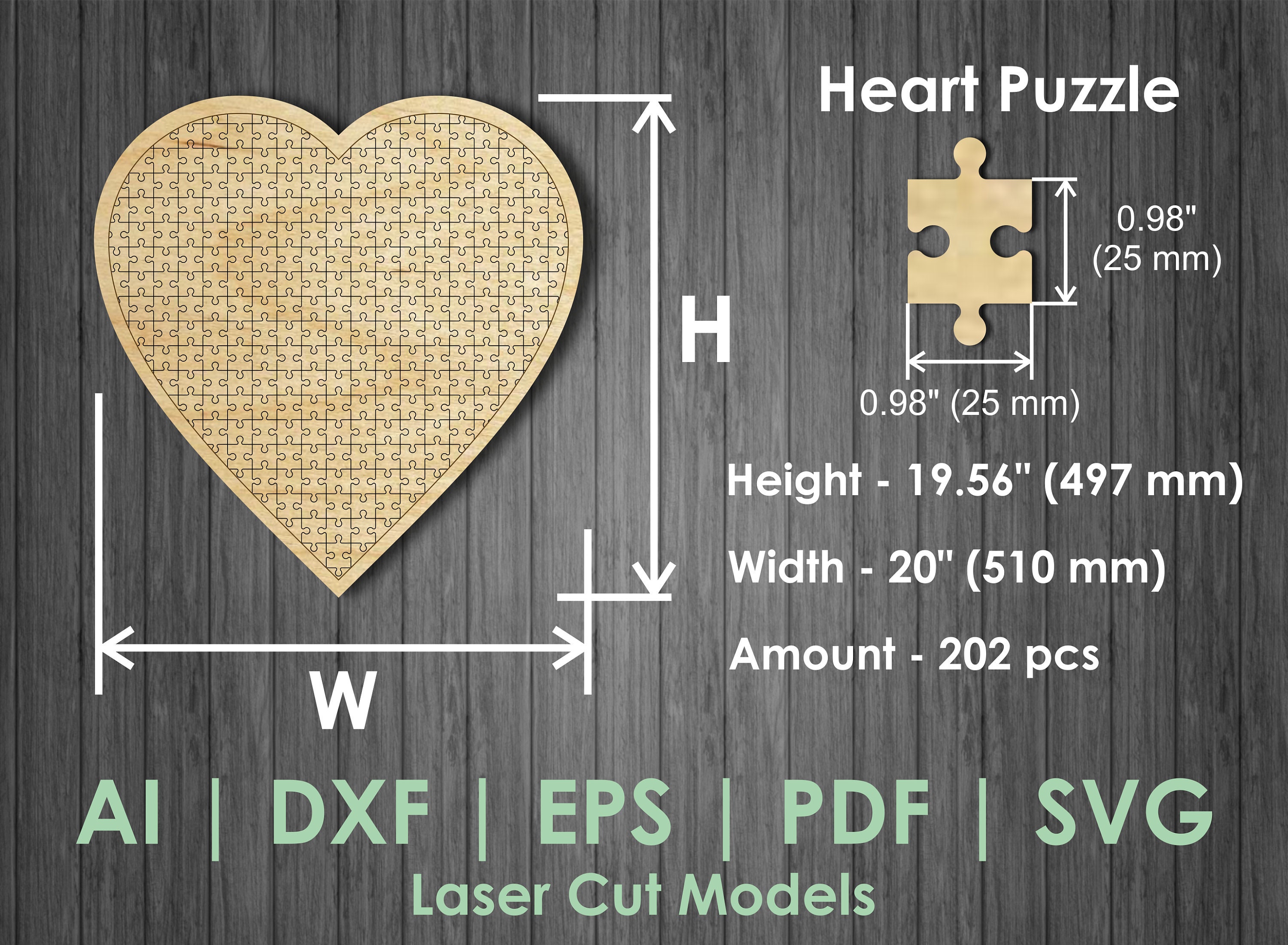 Heart Puzzle, Heart Puzzle SVG, Puzzle Svg, Personalized Puzzle, Wood ...