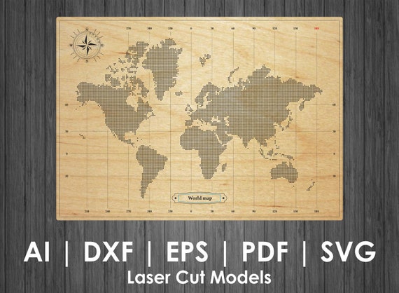 Perforated World Map SVG Perforated World Map for Laser Cut - Etsy