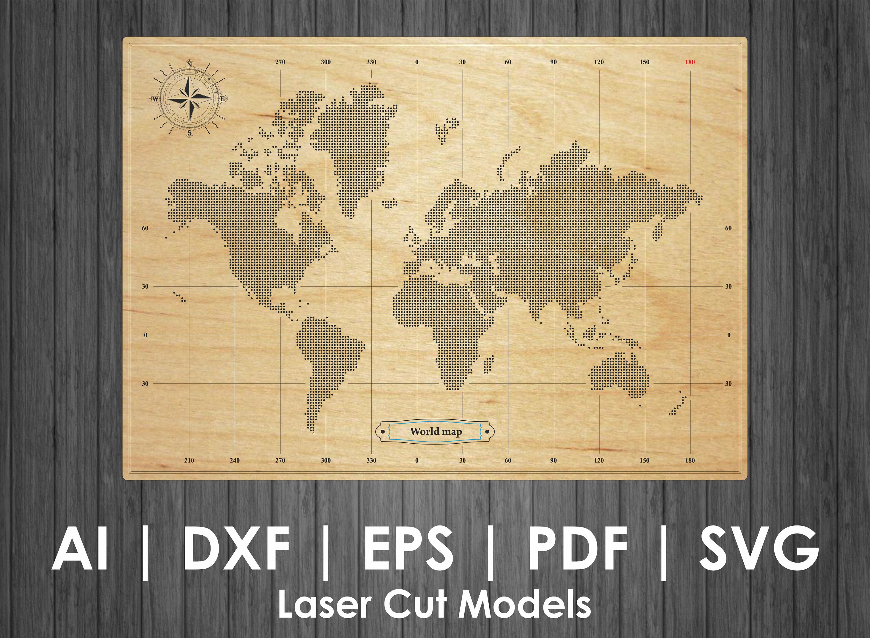 Perforated World Map SVG, Perforated World Map for Laser Cut CDR, World ...