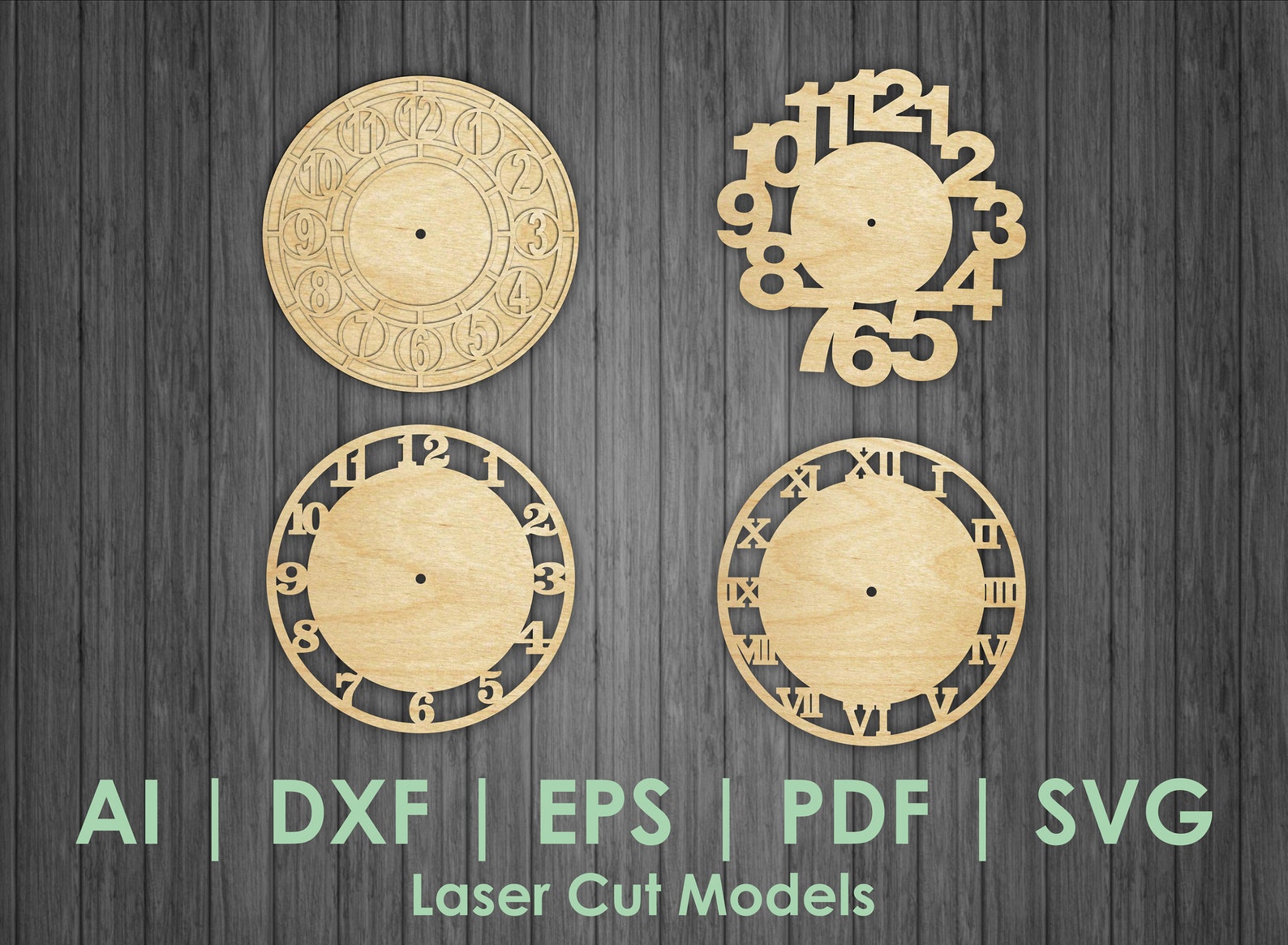Clock Svg, Wall Clock Vector, Wooden Wall Clock Dxf, Clock Laser Cut ...