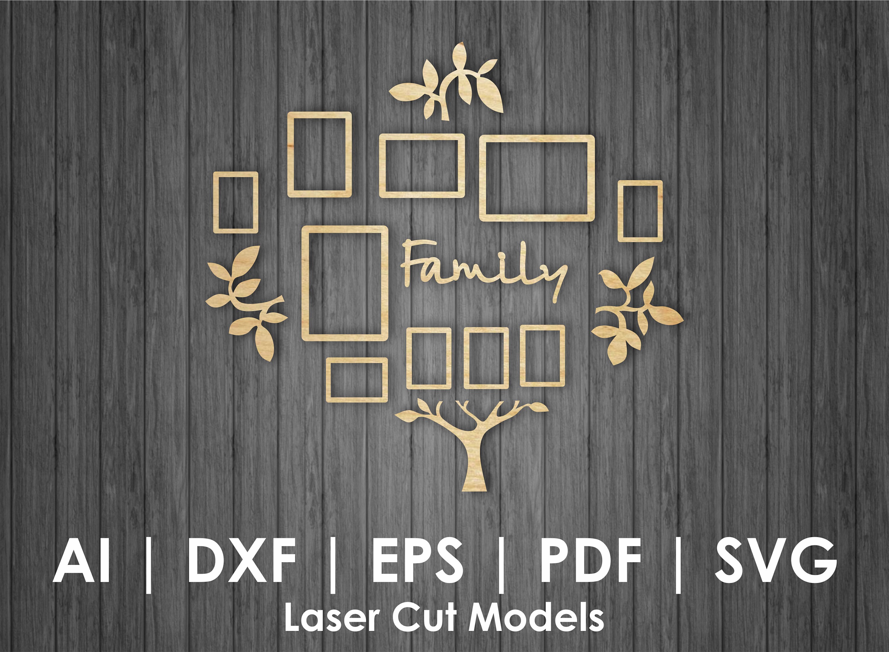 Photo Frames Family EPS, Family Tree Photo Frames SVG, Tree Photo ...