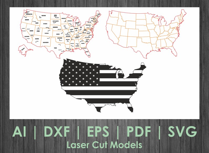 USA Map, Usa Map Svg, USA Map for Laser Cut, USA Cricut Files, Laser ...