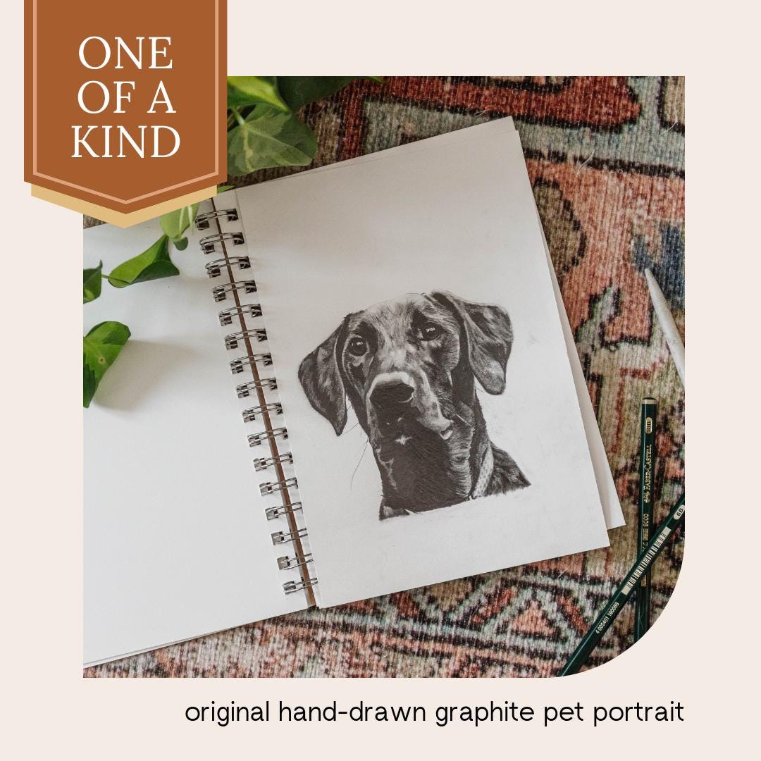 Custom Graphite Pet Portrait, Original 4x6 Drawing (digital Print ...