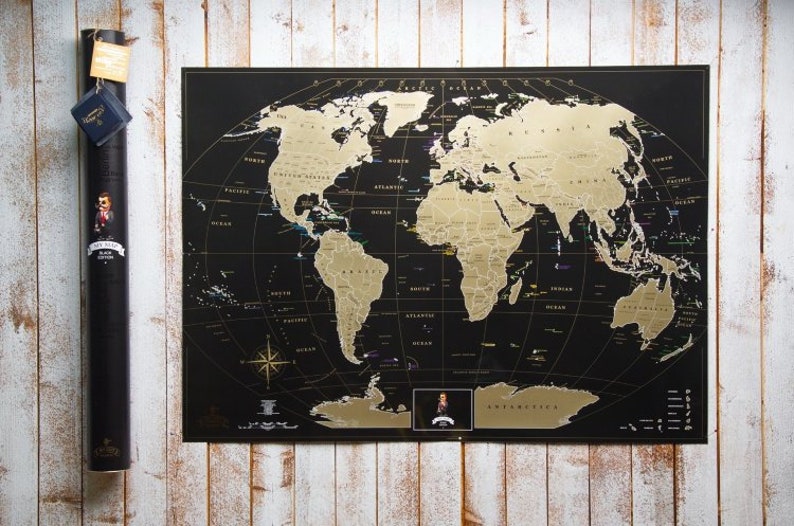 Push Pin Travel Map Scratchable off World Map Wall Poster | Etsy