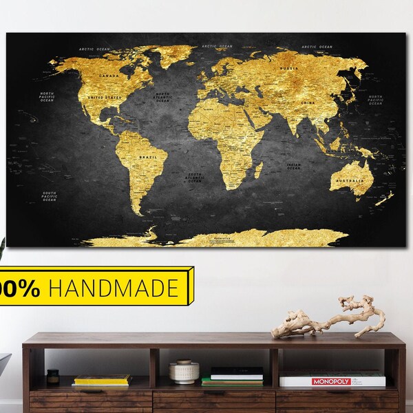 World Map Canvas - Etsy