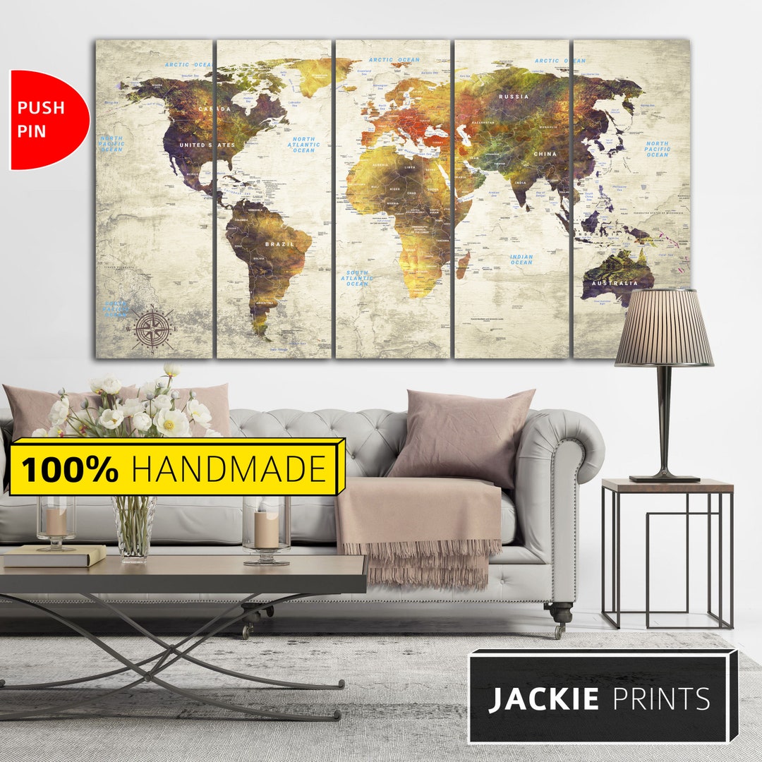 Wall World Map Large World Map Full Color World Map Map of the - Etsy ...
