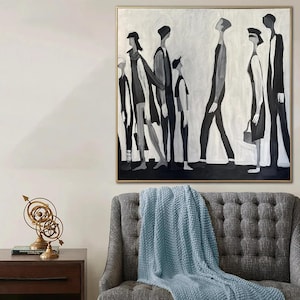 Large Abstract Human Queue Paintings on Canvas Original People ...