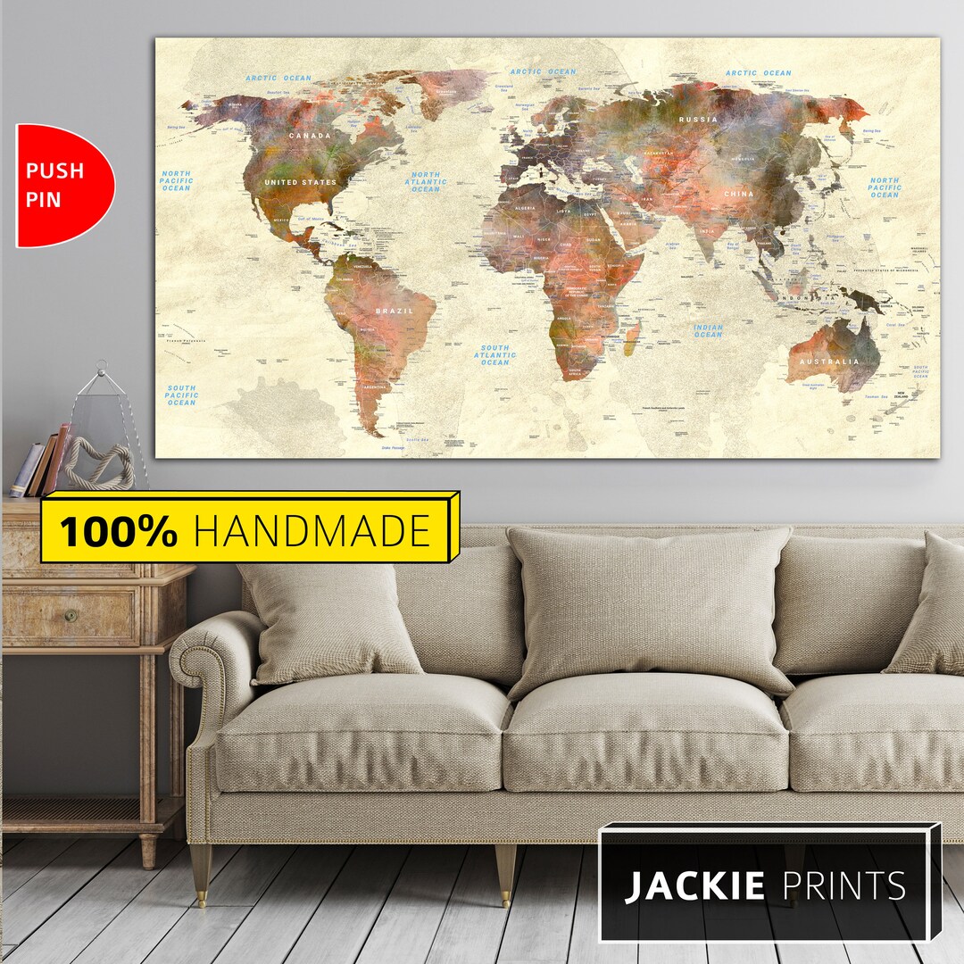 World Map Print Wall World Map Large World Map Map of the - Etsy