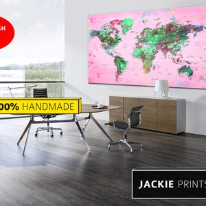 Pink World Map Colorful Map Push Pin World Map Map of the - Etsy