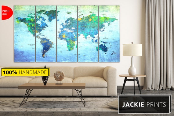 Ocean Color Map Colorful World Map Canvas Map Gifts for - Etsy UK
