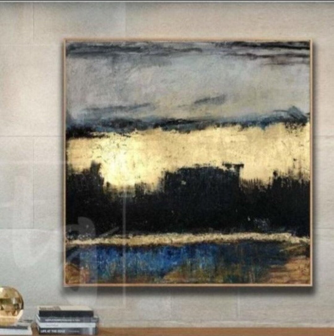 Abstract Painting Gold Leaf Dramatic Painting Thick Texture Diamond ...