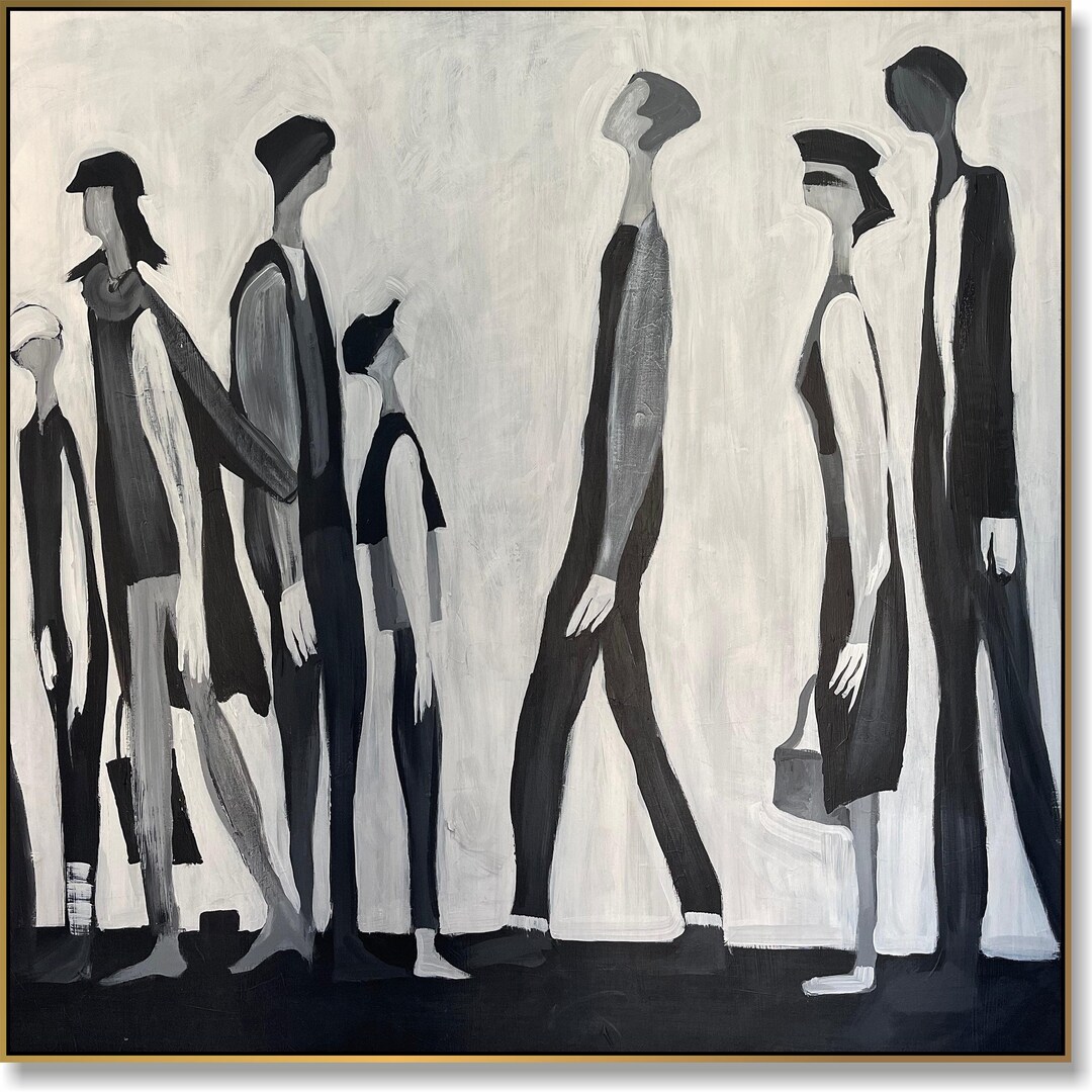 Large Abstract Human Queue Paintings on Canvas Original People ...