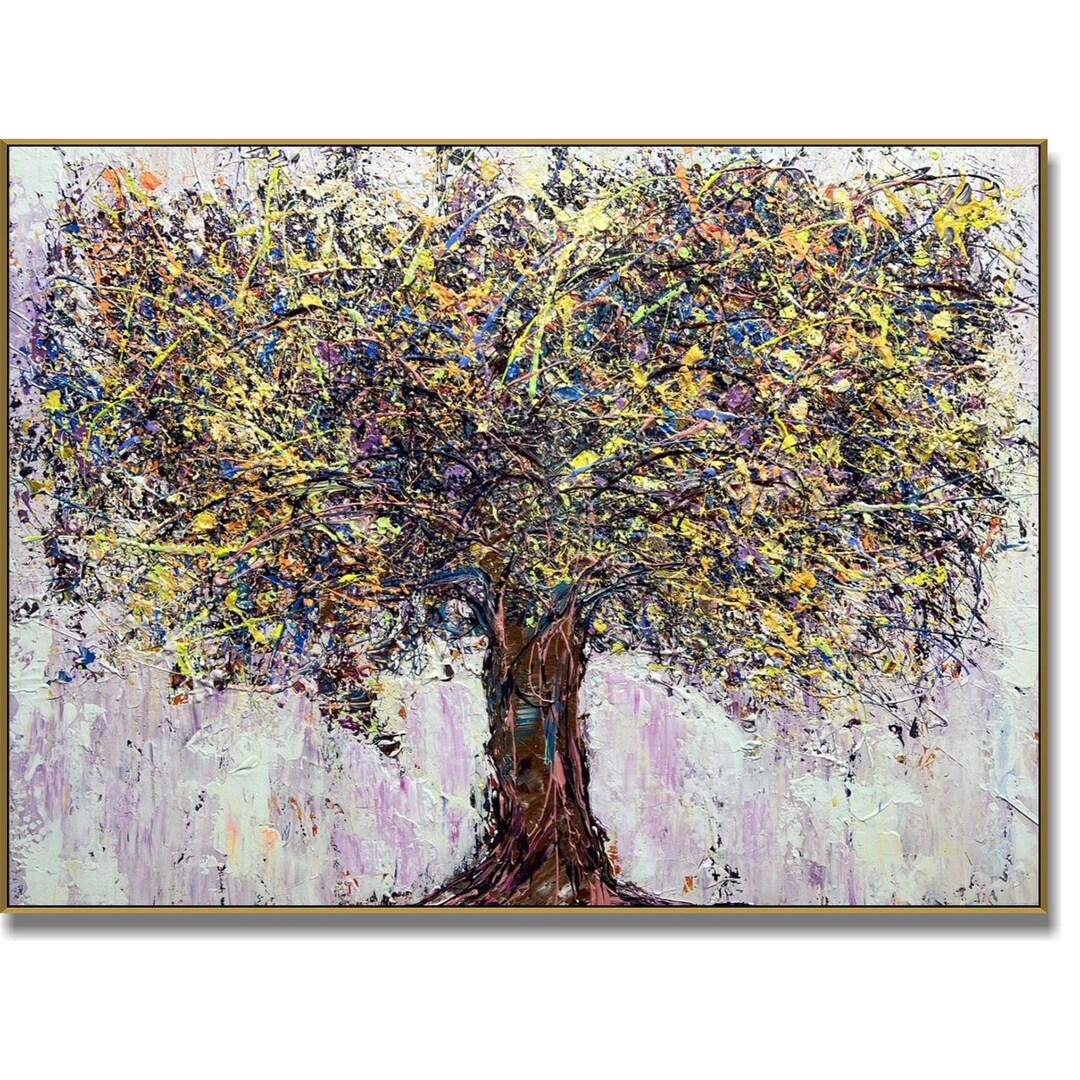 Textured Abstract Tree of Life Painting Modern Colorful Nature Art ...